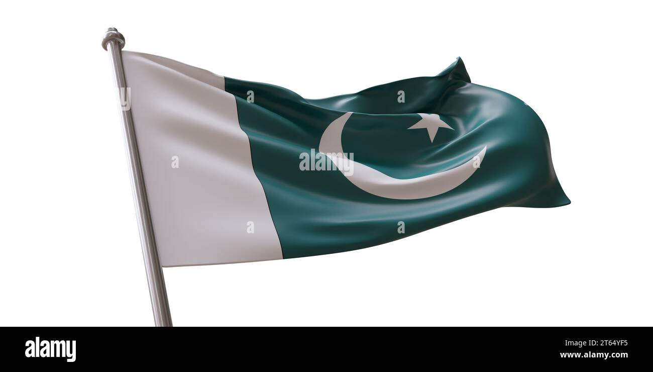 Pakistan flag waving isolated on white transparent background Stock ...
