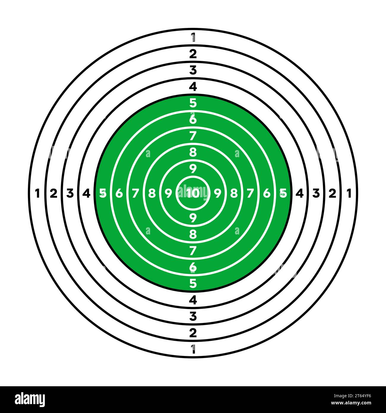 Shooting range paper target with divisions, marks and numbers. Archery ...