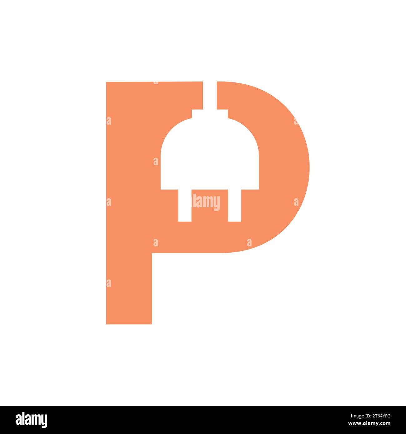 Letter P Electricity or Electrical Logo Concept with Electric Plug ...