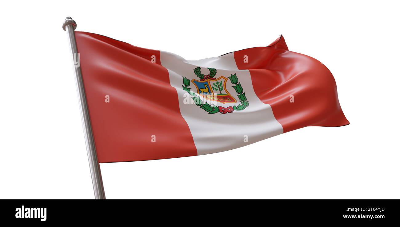 Peru flag waving isolated on white transparent background Stock Photo ...