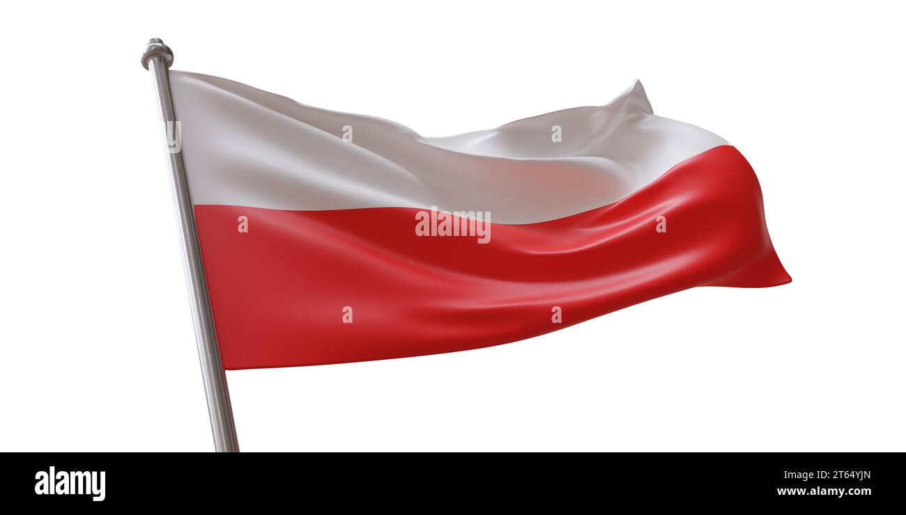 Poland flag waving isolated on white transparent background Stock Photo ...