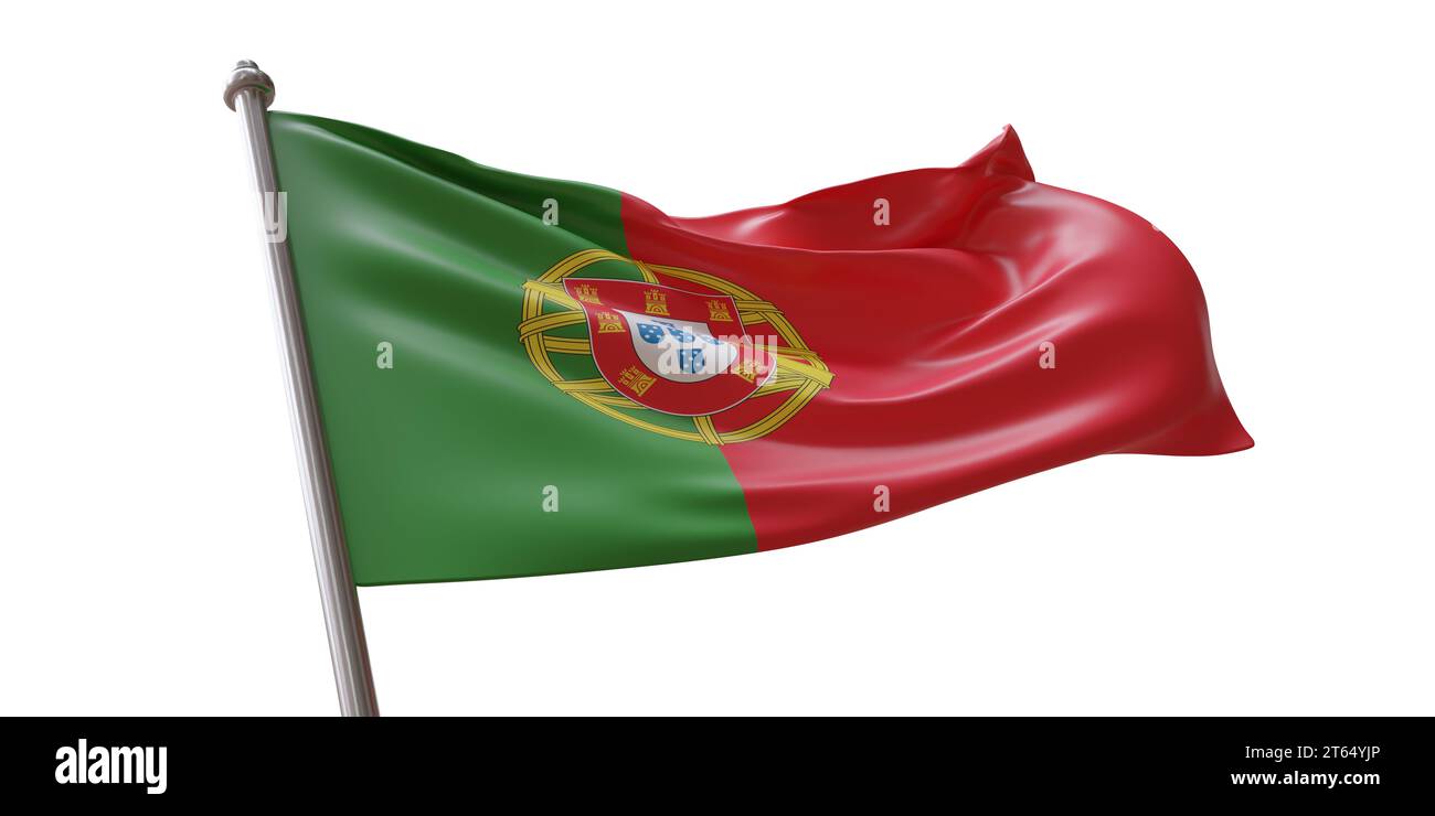 Portugal flag waving isolated on white transparent background Stock ...