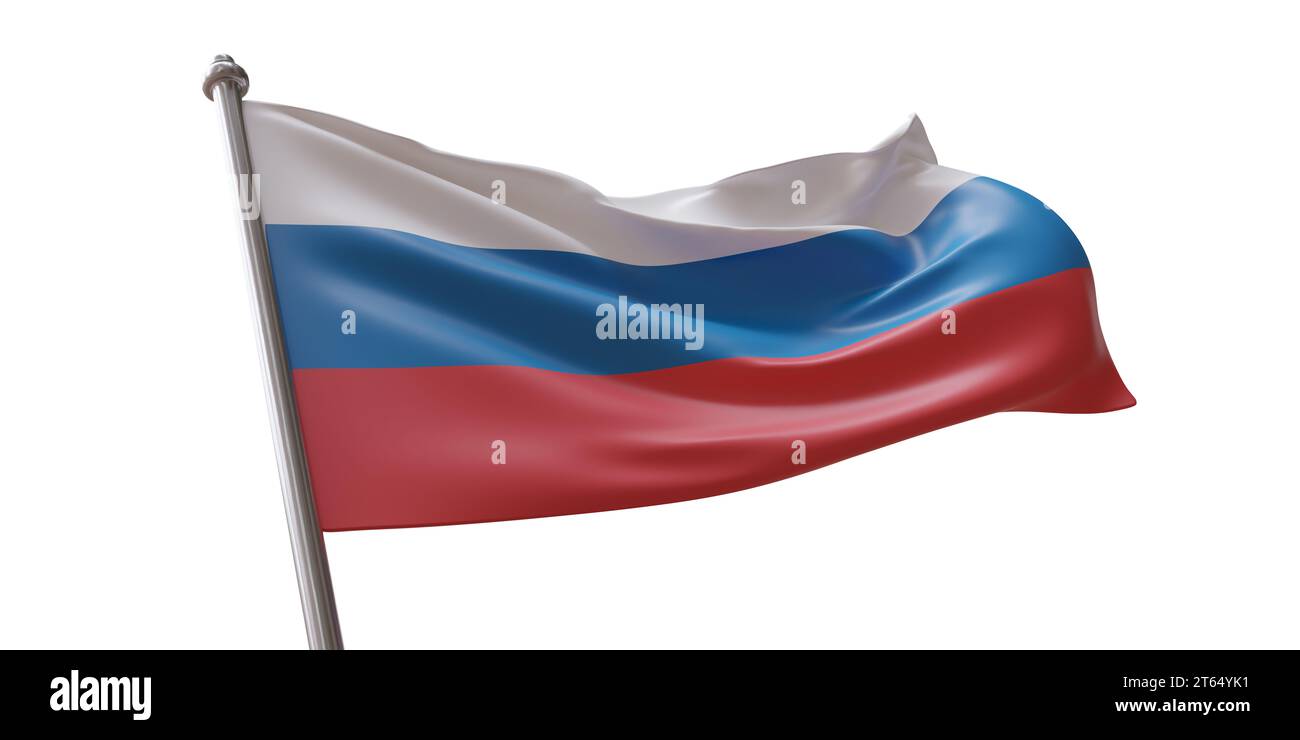 Russia flag waving isolated on white transparent background Stock Photo ...
