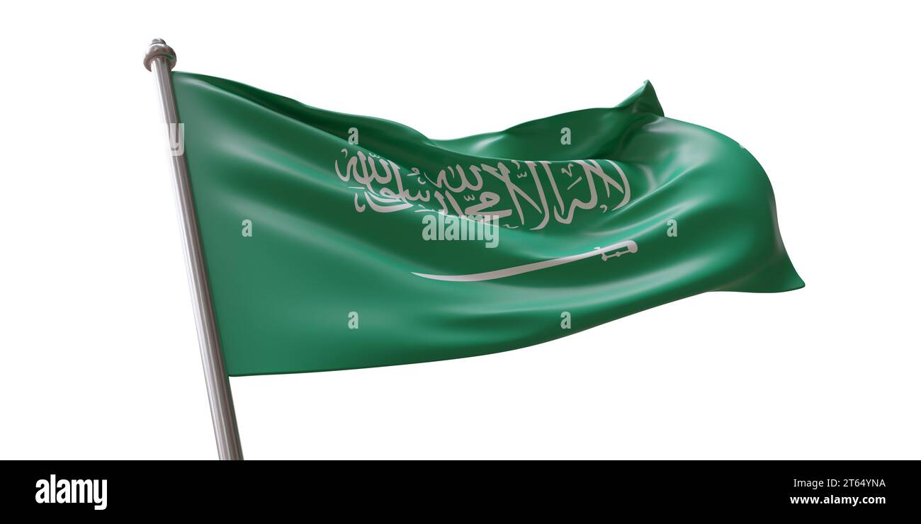 Saudi Arabia flag waving isolated on white transparent background Stock ...