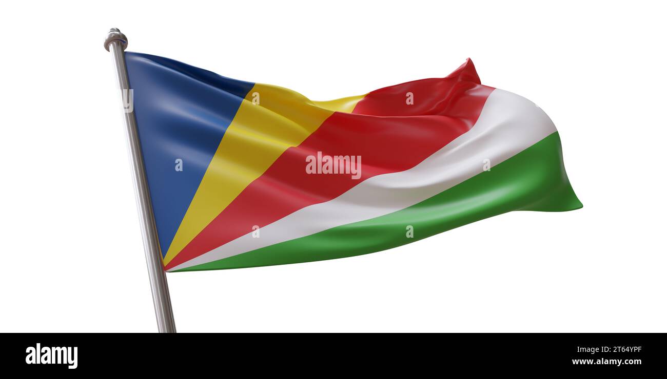 Seychelles flag waving isolated on white transparent background Stock ...