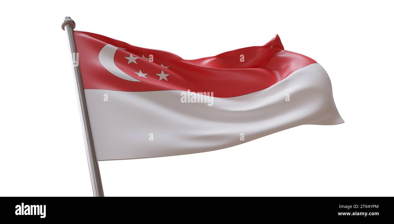 Singapore flag waving isolated on white transparent background Stock ...