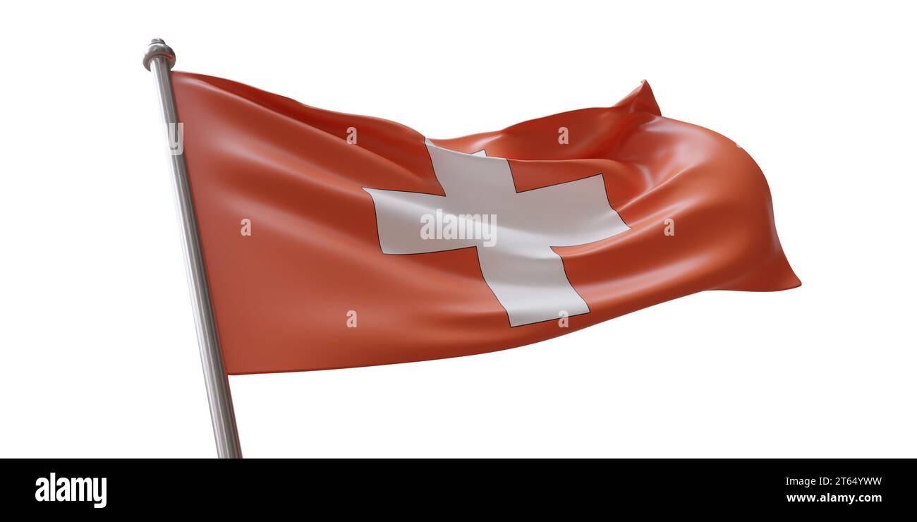Switzerland flag waving isolated on white transparent background Stock ...