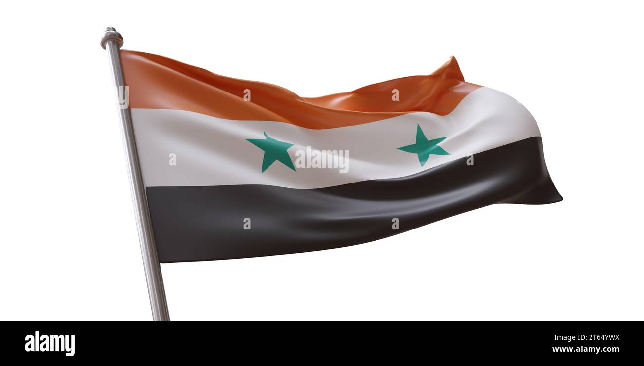 Syria flag waving isolated on white transparent background Stock Photo ...