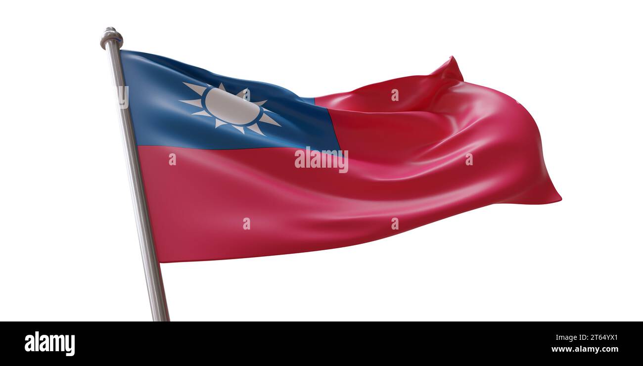 Taiwan flag waving isolated on white transparent background Stock Photo ...