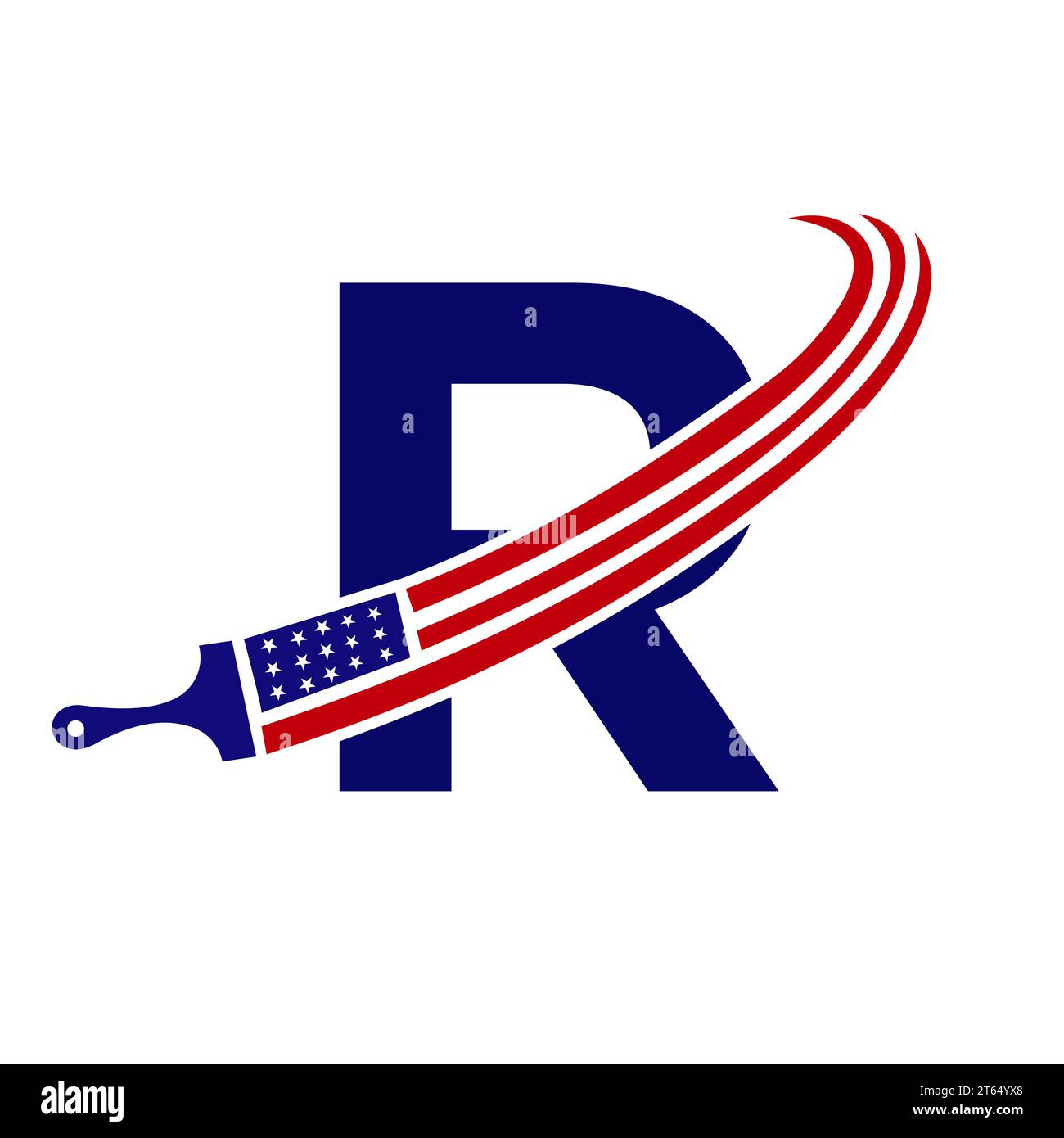 Letter R American Paint Logo Concept with Paint Brush Vector Template ...