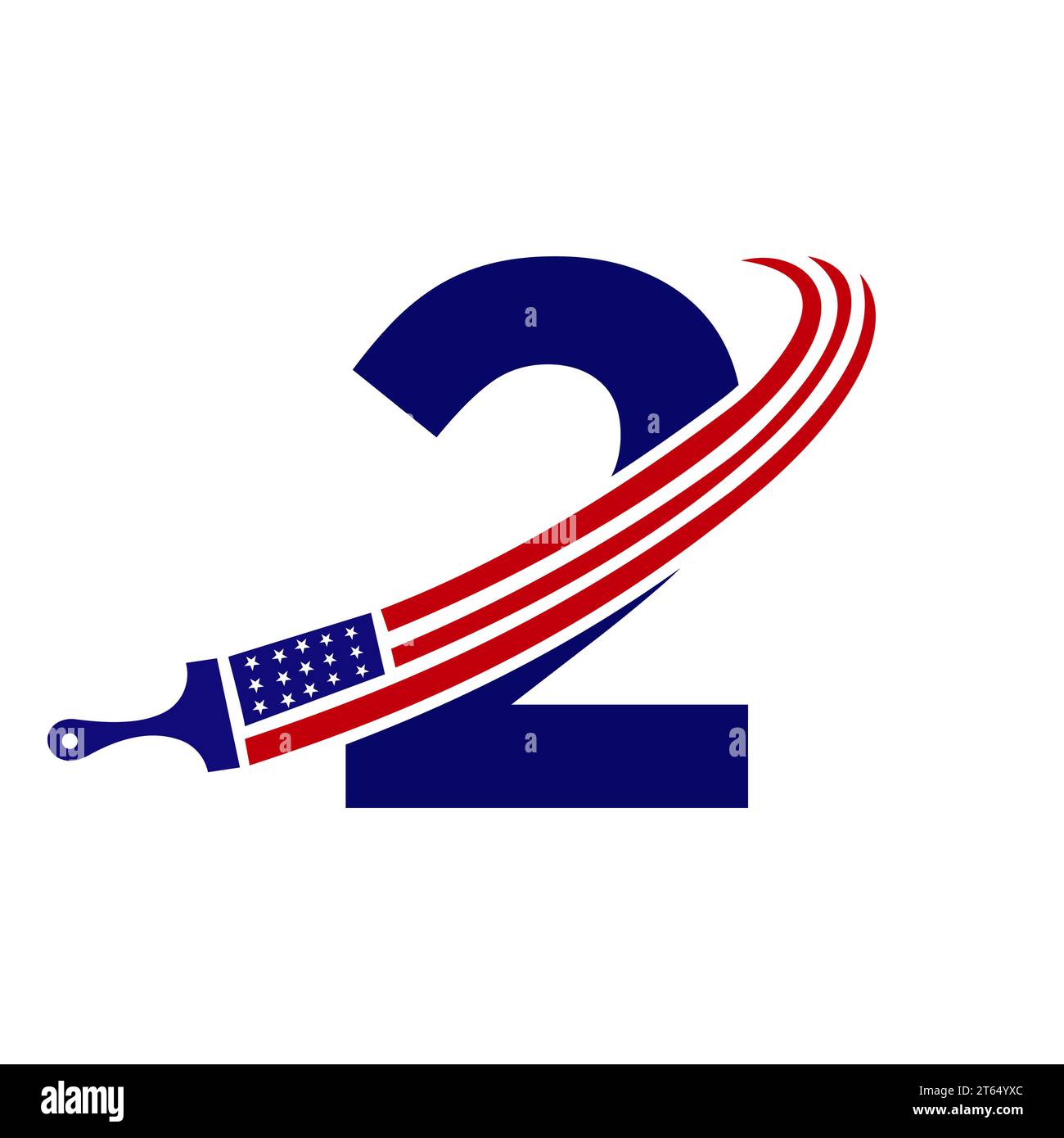 Letter 2 American Paint Logo Concept with Paint Brush Vector Template ...