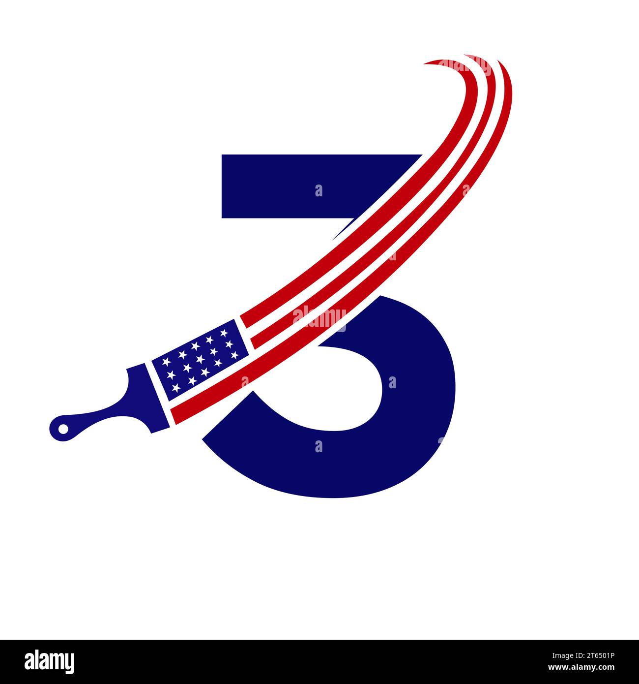 Letter 3 American Paint Logo Concept with Paint Brush Vector Template ...