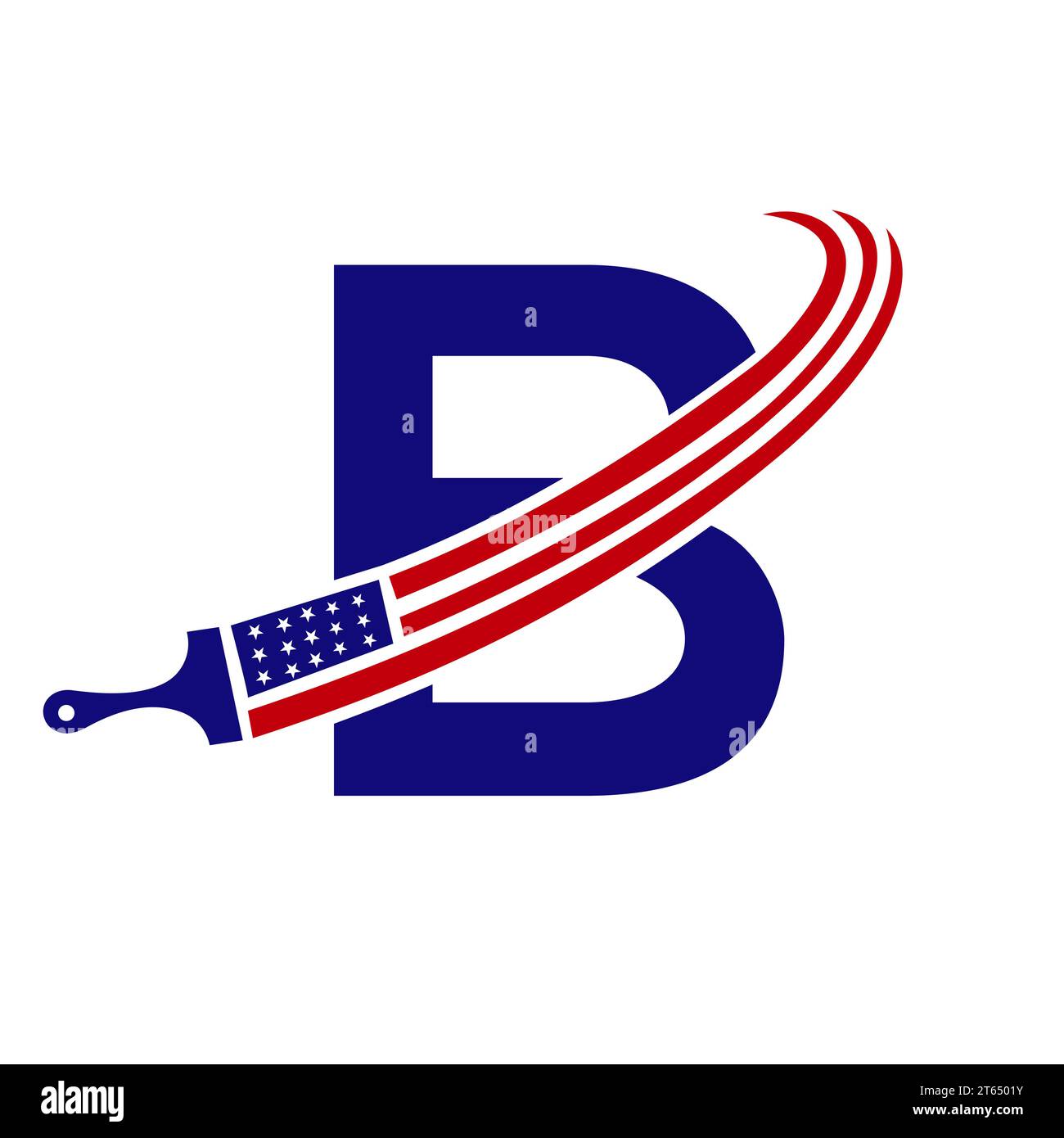 Letter B American Paint Logo Concept with Paint Brush Vector Template ...