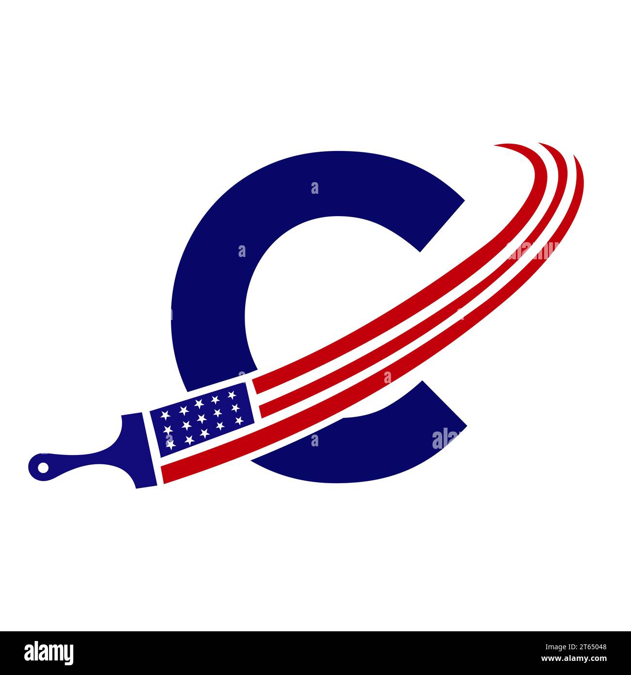 Letter C American Paint Logo Concept with Paint Brush Vector Template ...