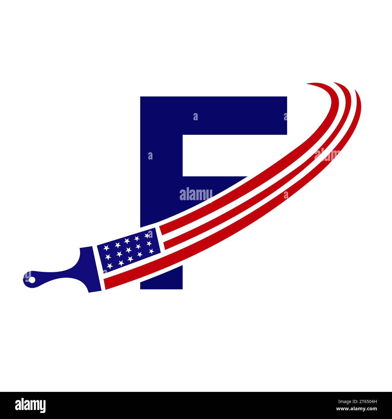 Letter F American Paint Logo Concept with Paint Brush Vector Template ...