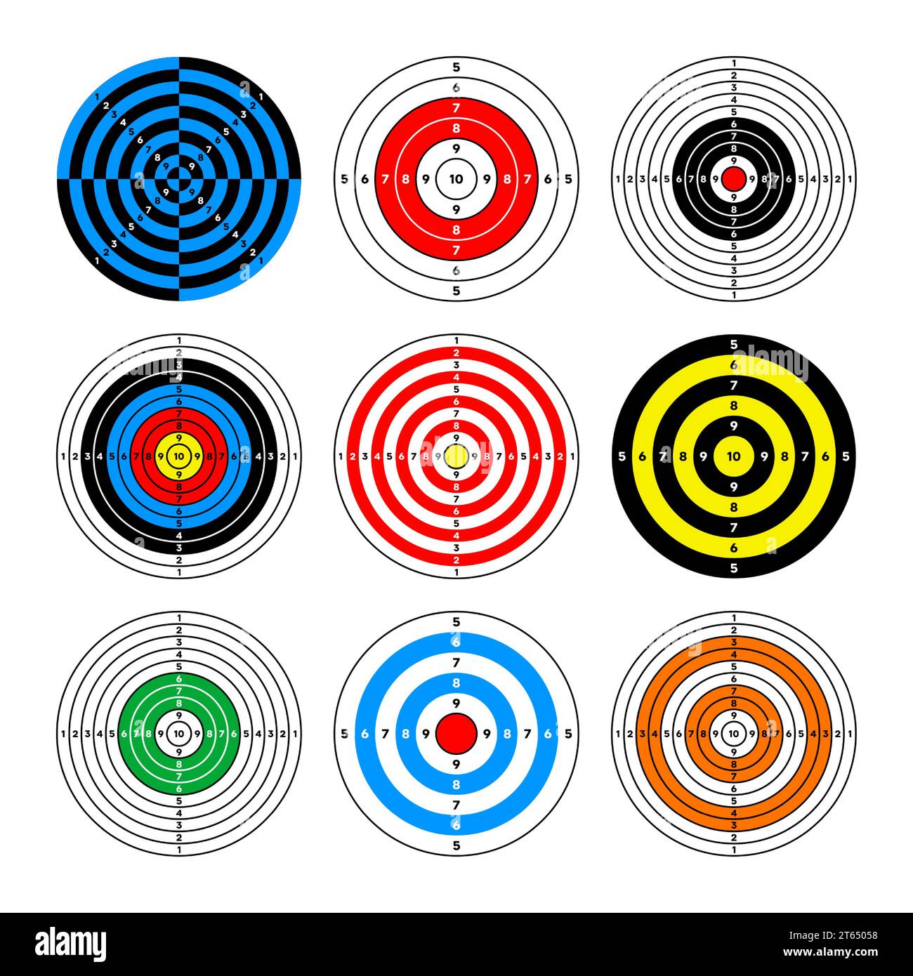 Shooting range paper targets. Round target with divisions, marks and ...
