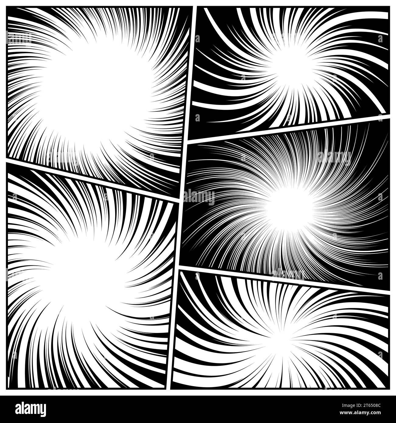 Twisted comic book radial rays, lines. Comics background with motion ...