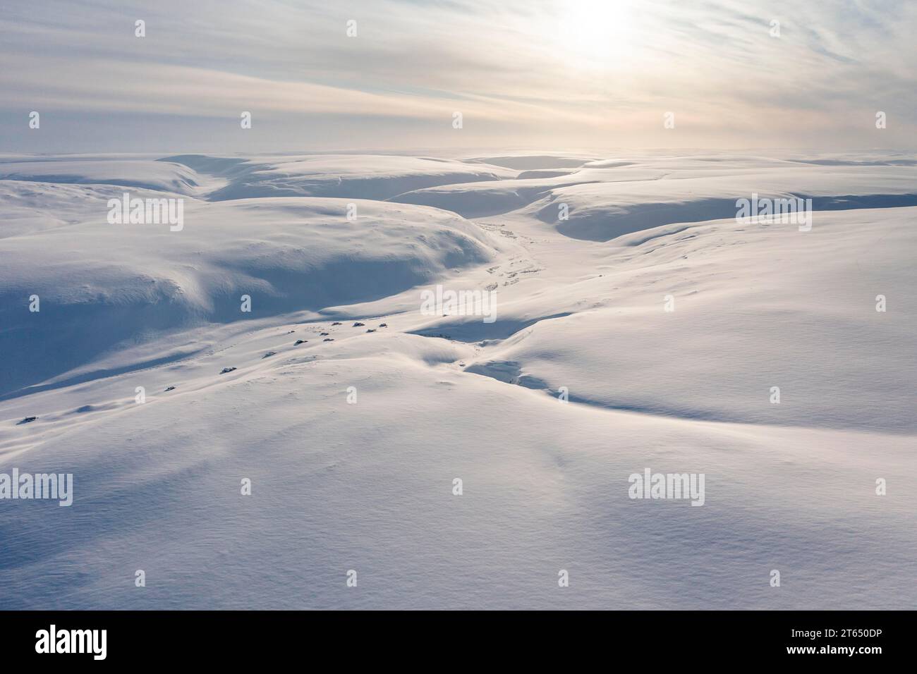 Snowy wintery mountain landscape, Batsfjord, Batsfjord, Varanger ...