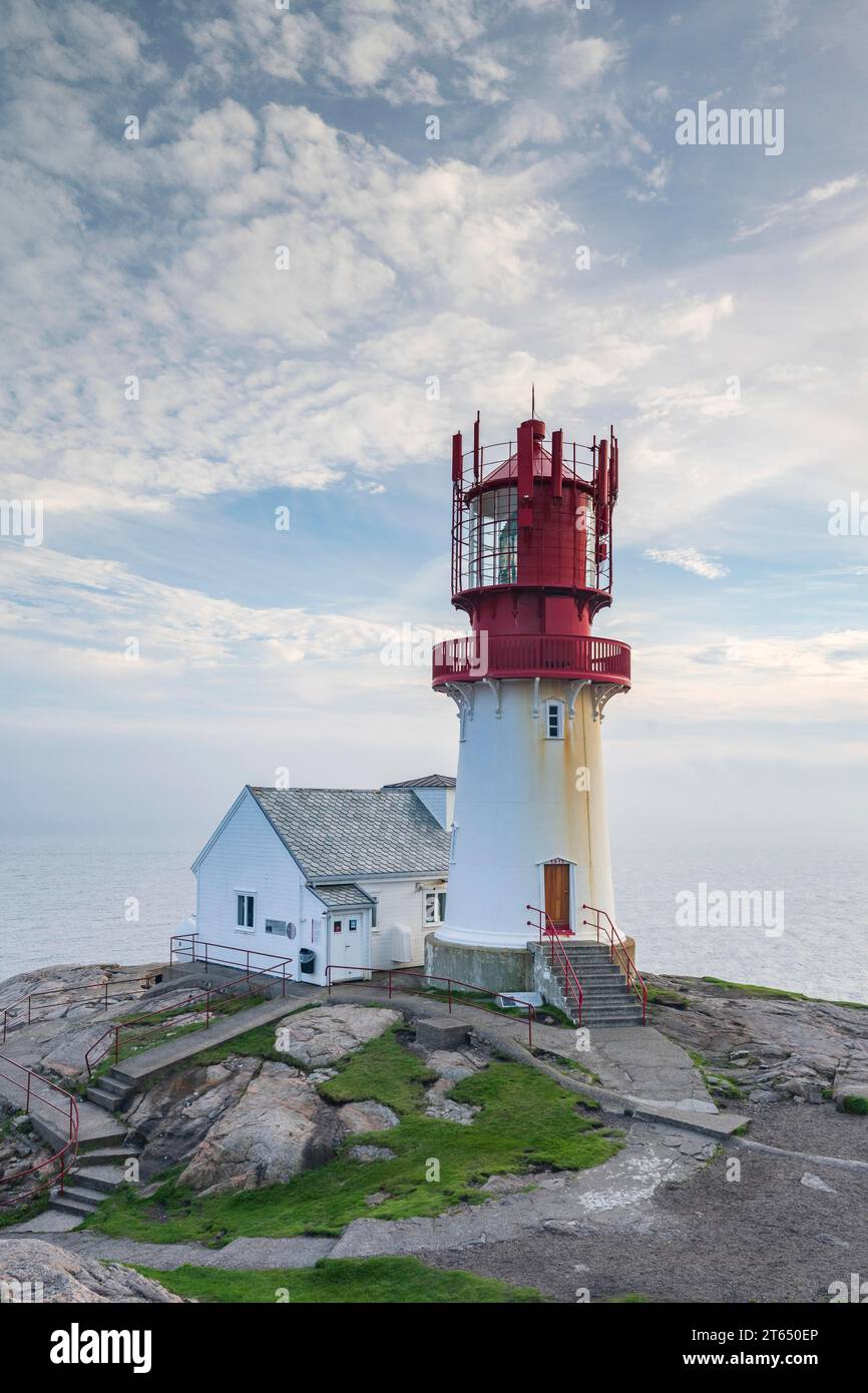 Lindesnes lighthouse at Norway's southernmost point, South Cape, Norway ...