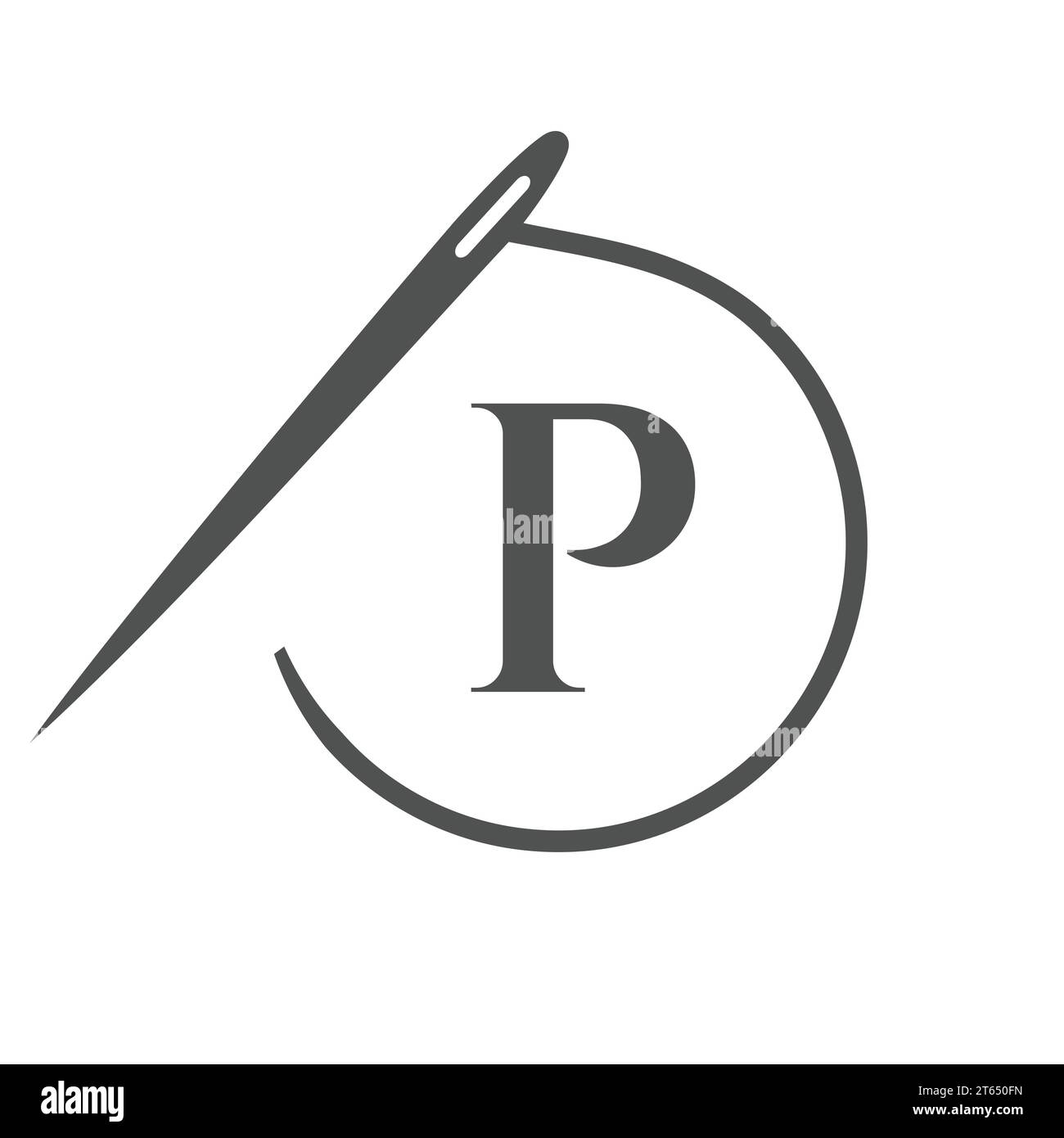 Letter P Tailor Logo, Needle and Thread Logotype for Garment, Embroider ...