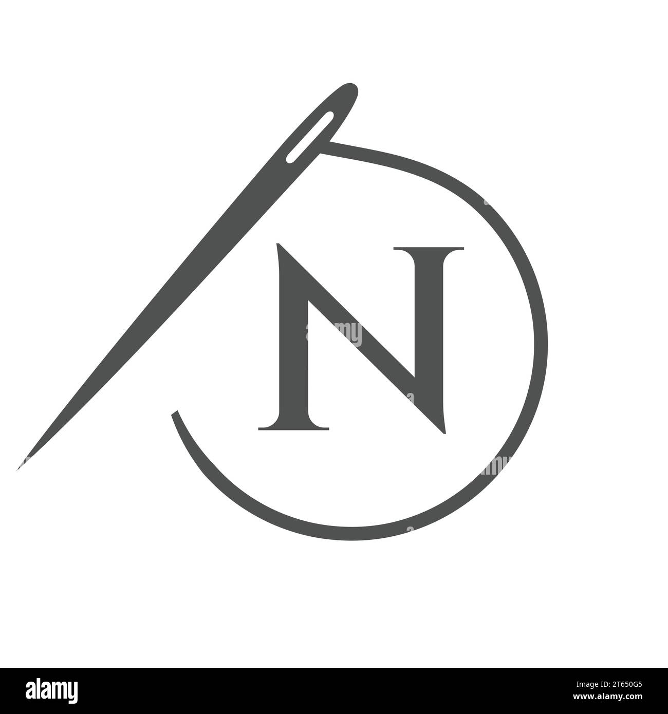 Letter N Tailor Logo, Needle and Thread Logotype for Garment, Embroider ...