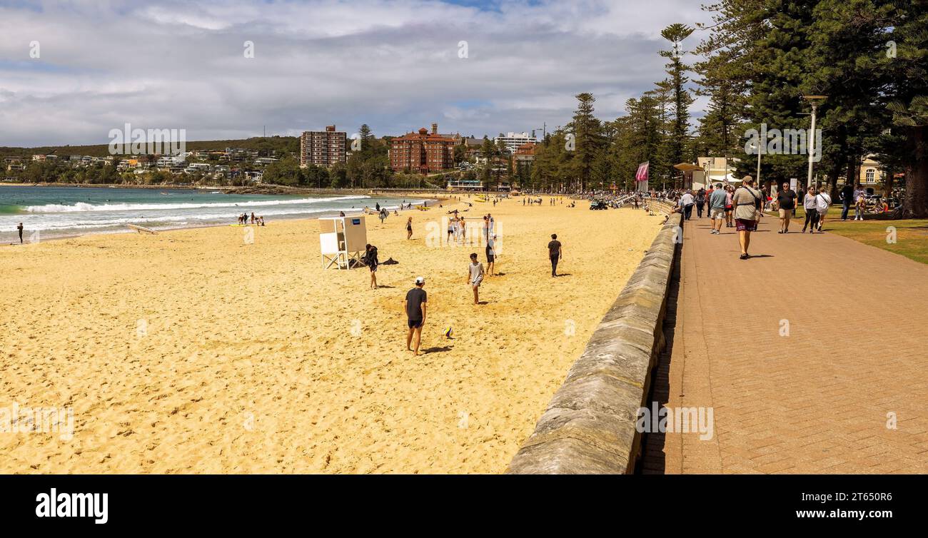 Manly Beach is a tourist destination for people to enjoy water sports ...