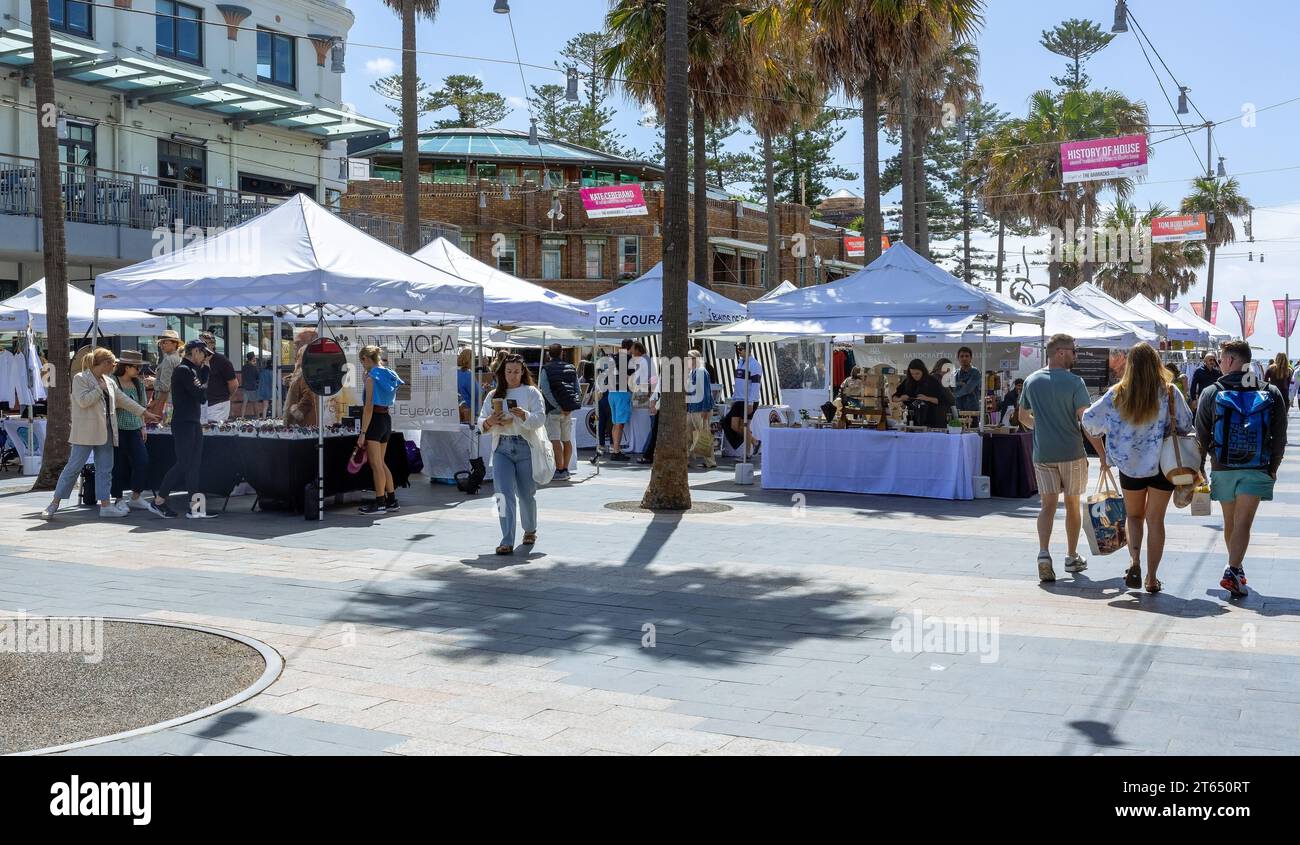 Market stalls on the Corso in Manly, Sydney, NSW, Australia Stock Photo ...