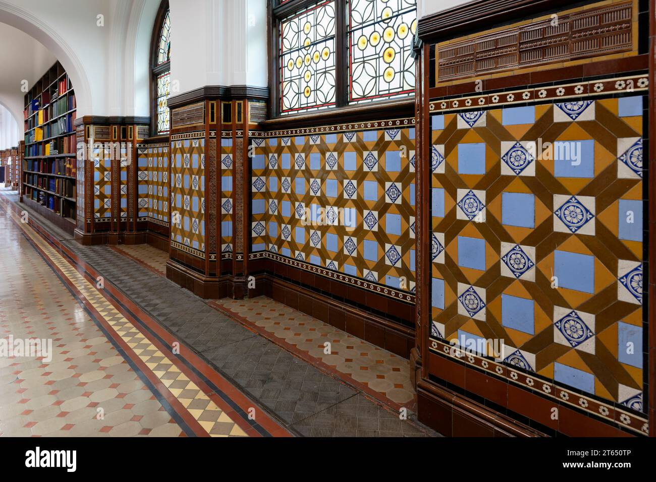 Interior view, mosaic, corridor, Leeds Central Library, Leeds, England ...