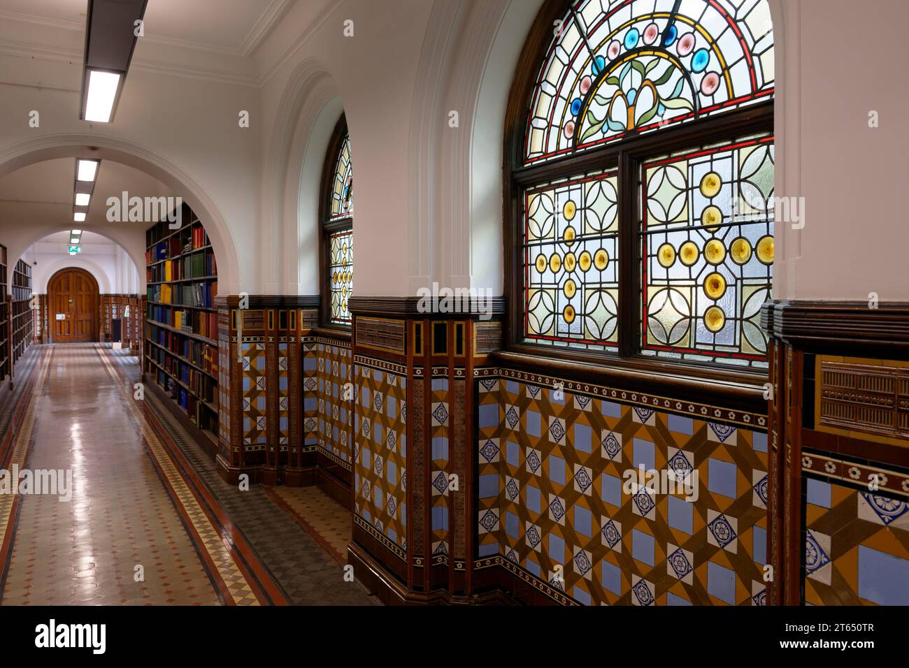 Interior view, mosaic, corridor, Leeds Central Library, Leeds, England ...