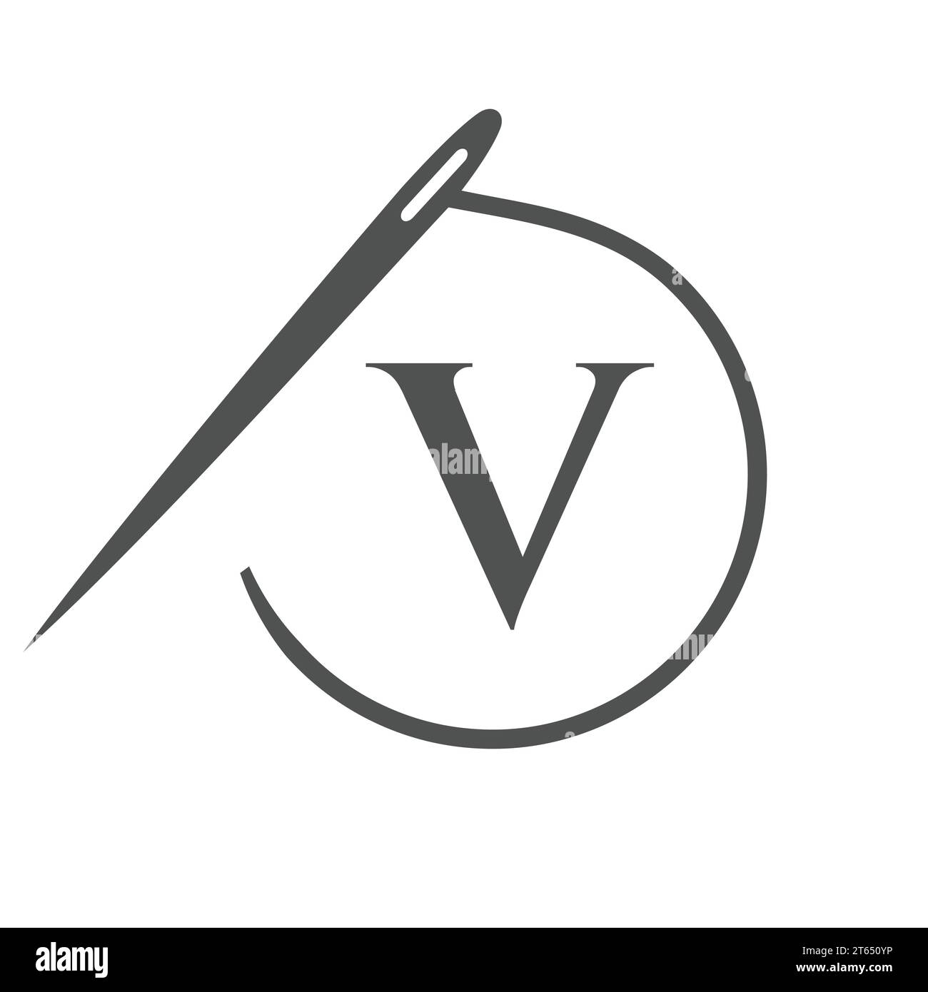 Letter V Tailor Logo, Needle and Thread Logotype for Garment, Embroider ...