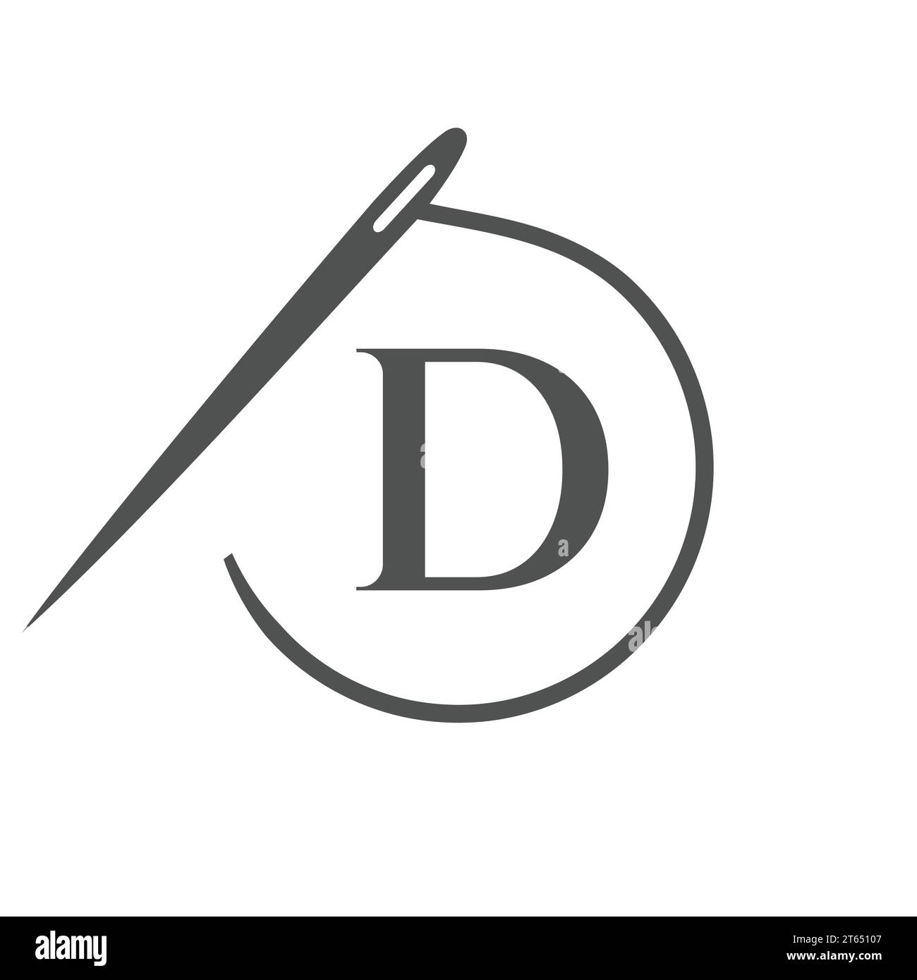 Letter D Tailor Logo, Needle and Thread Logotype for Garment, Embroider ...