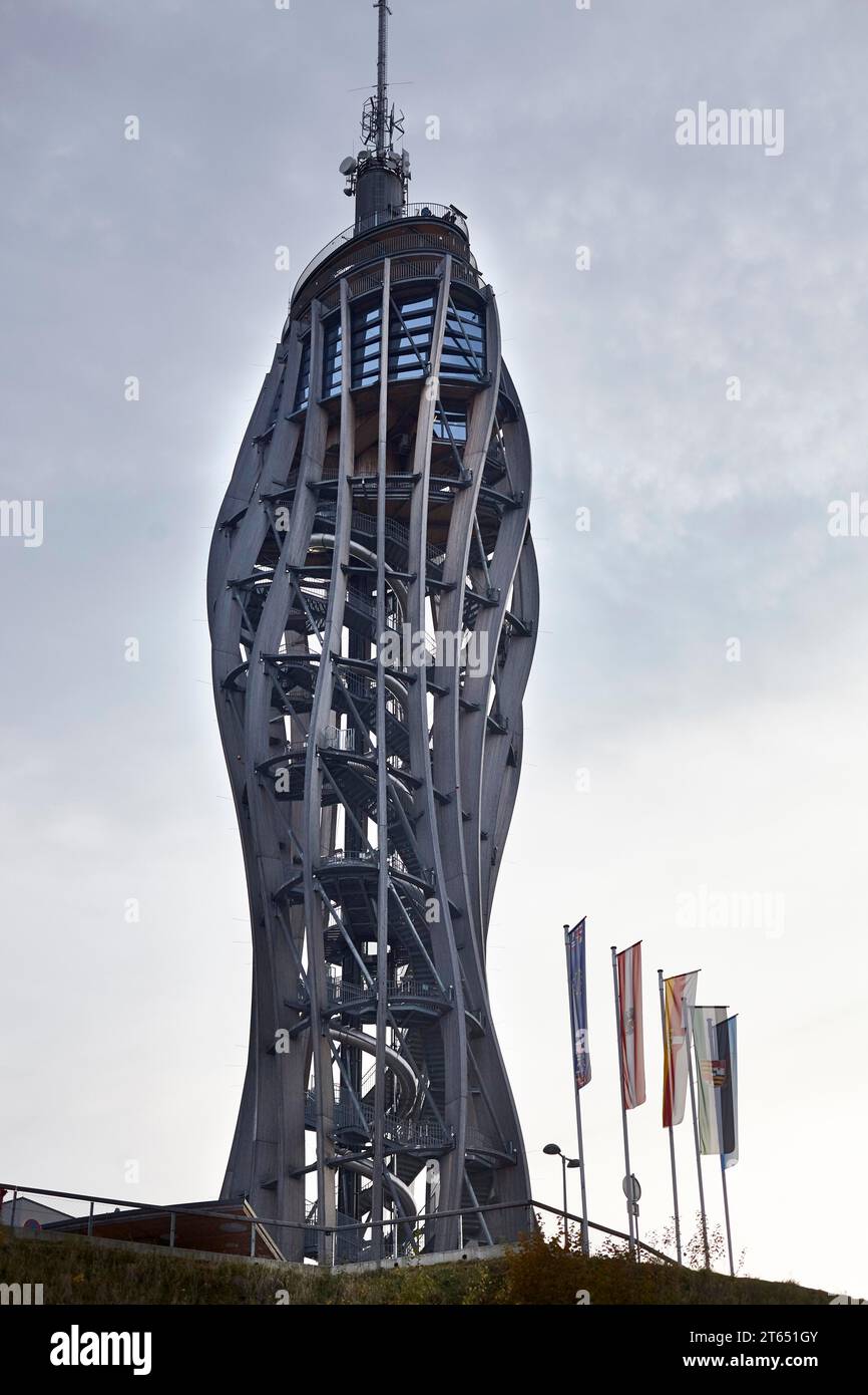 Pyramidenkogel observation tower, Lake Woerth, Carinthia, Austria Stock ...