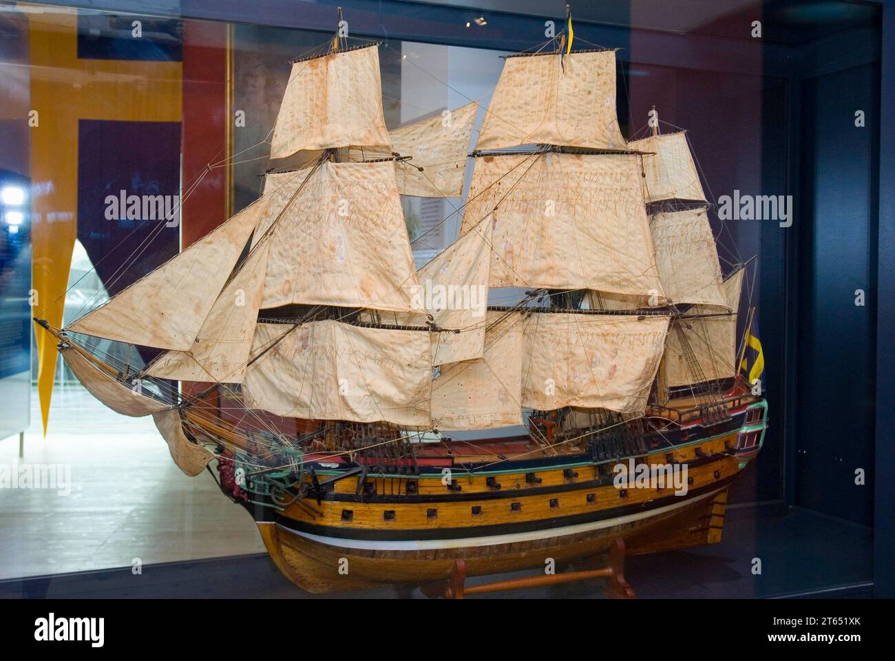 Model of an old, historic sailing ship, three-master, Sweden Stock ...