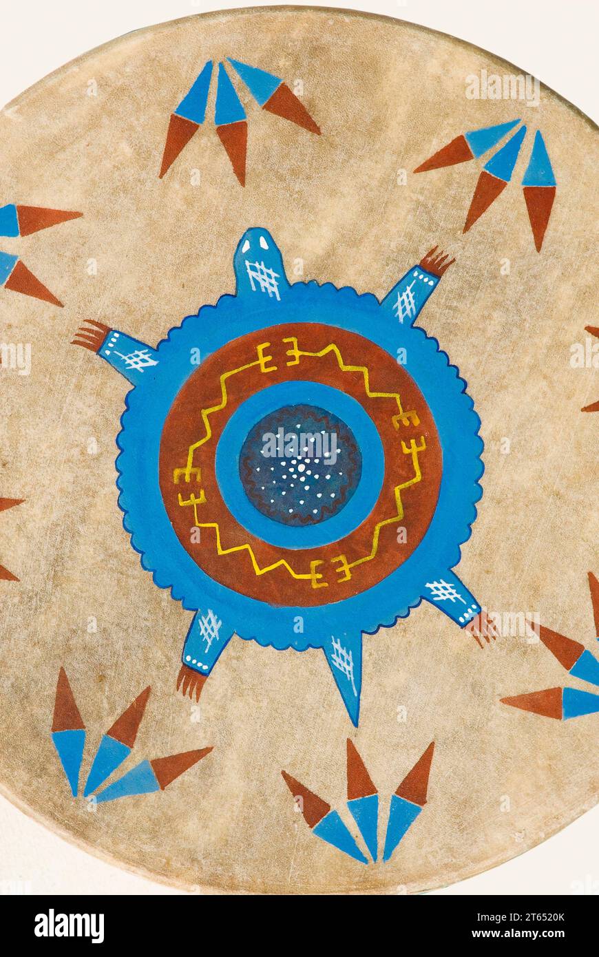 Painted Indian drum, drum, Indians, indigenous people, aborigines ...