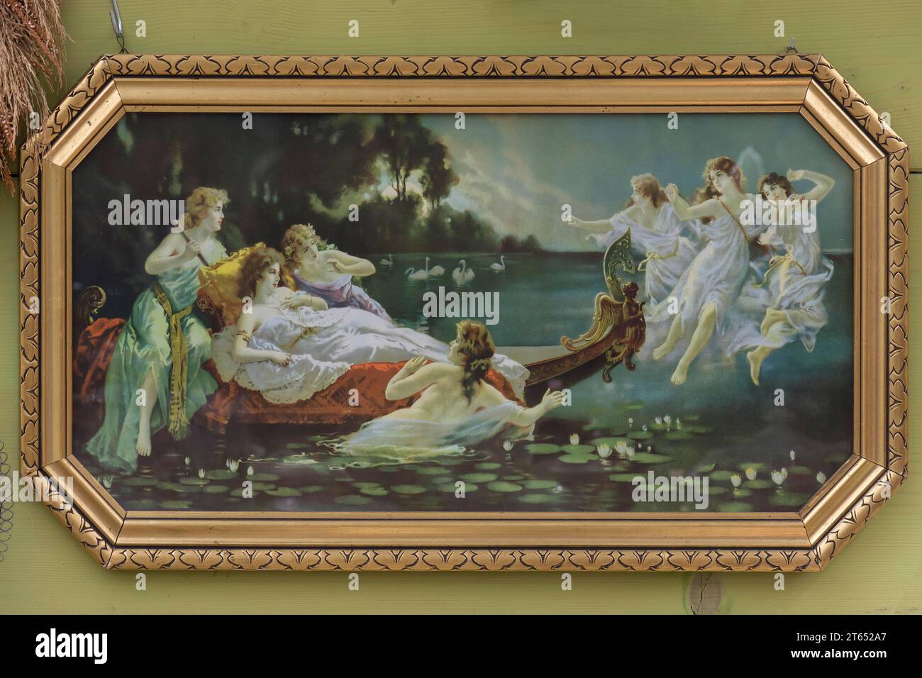 Kitsch, Romantic picture in a gold frame, Bavaria, Germany Stock Photo ...