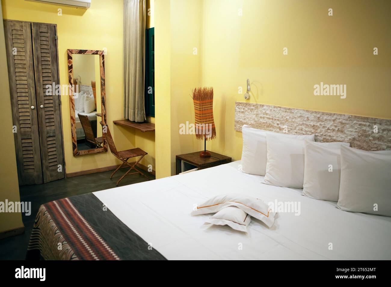 Traditional room at Bahia Cafe Hotel, historic old town, Salvador ...