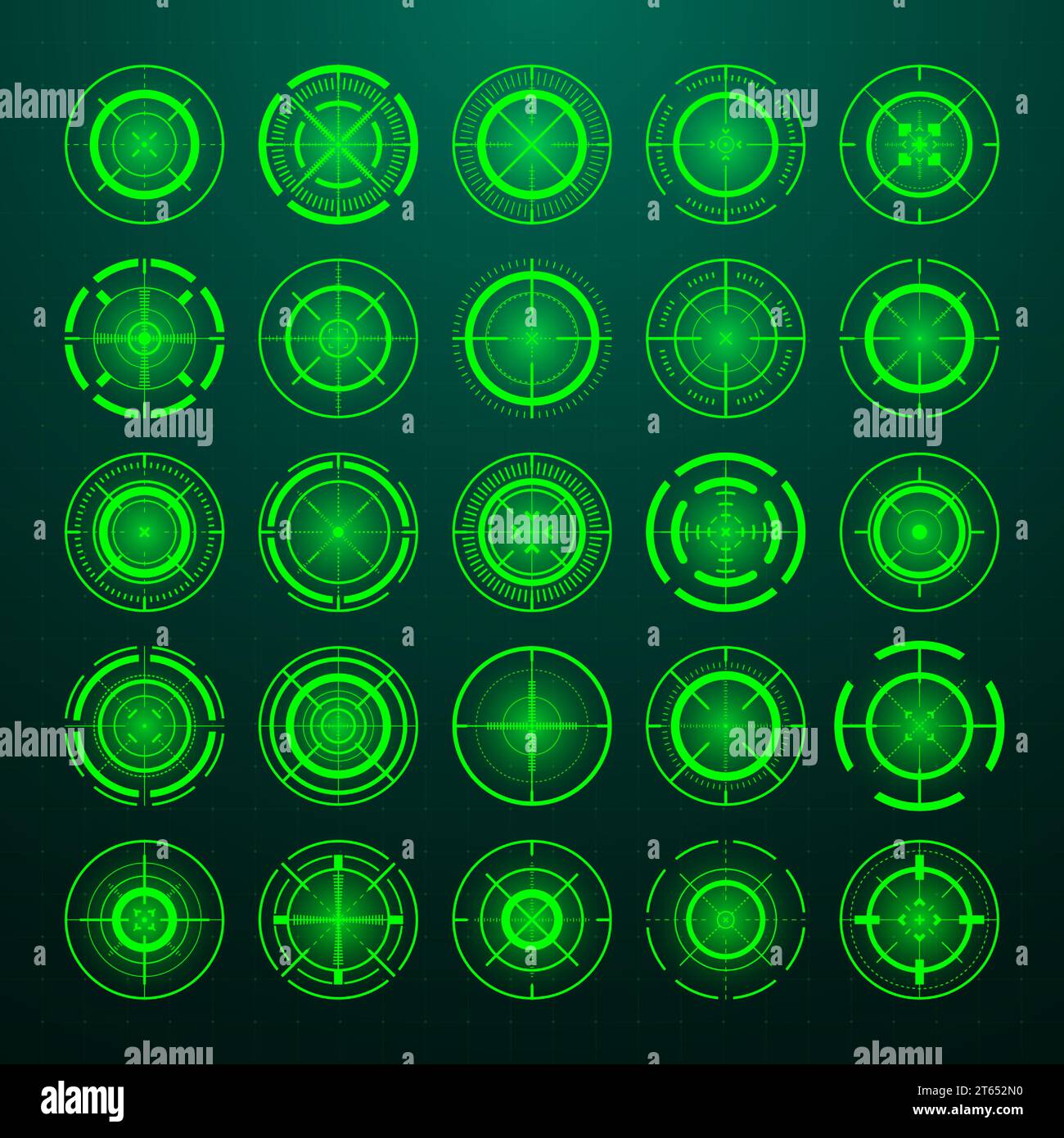 Crosshair, gun sight vector icons. Bullseye, black target or aim symbol ...