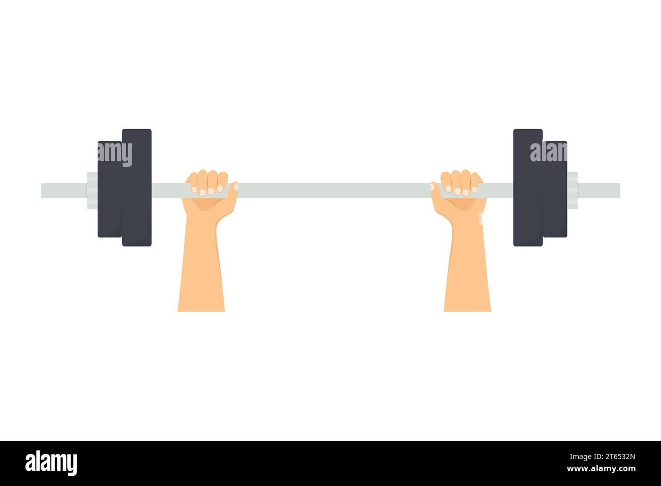 hands holding the heavy barbell over the head; weightlifting- vector illustration Stock Vector ...
