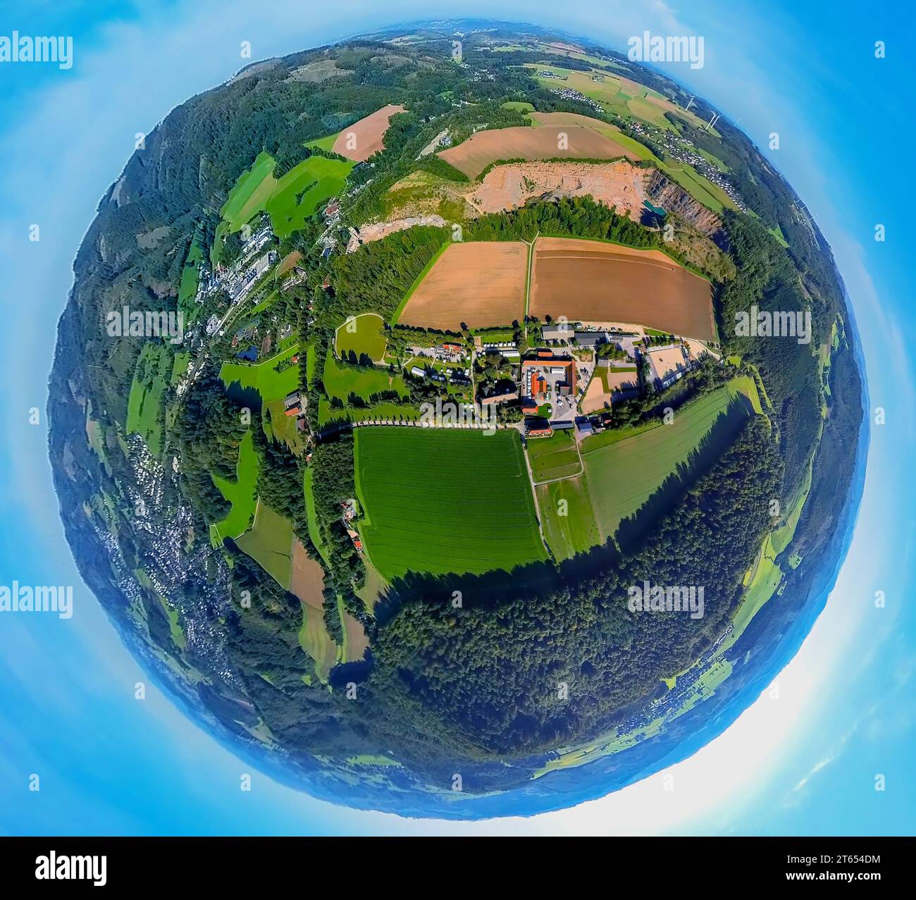 Aerial view, Wocklum Castle and Wocklum Riding Stables, Beckum Wocklum ...