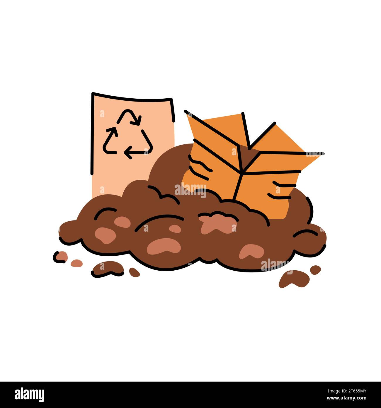 Paper Compost Color Line Icon Composting Vector Isolated Element Editable Stroke Stock Vector