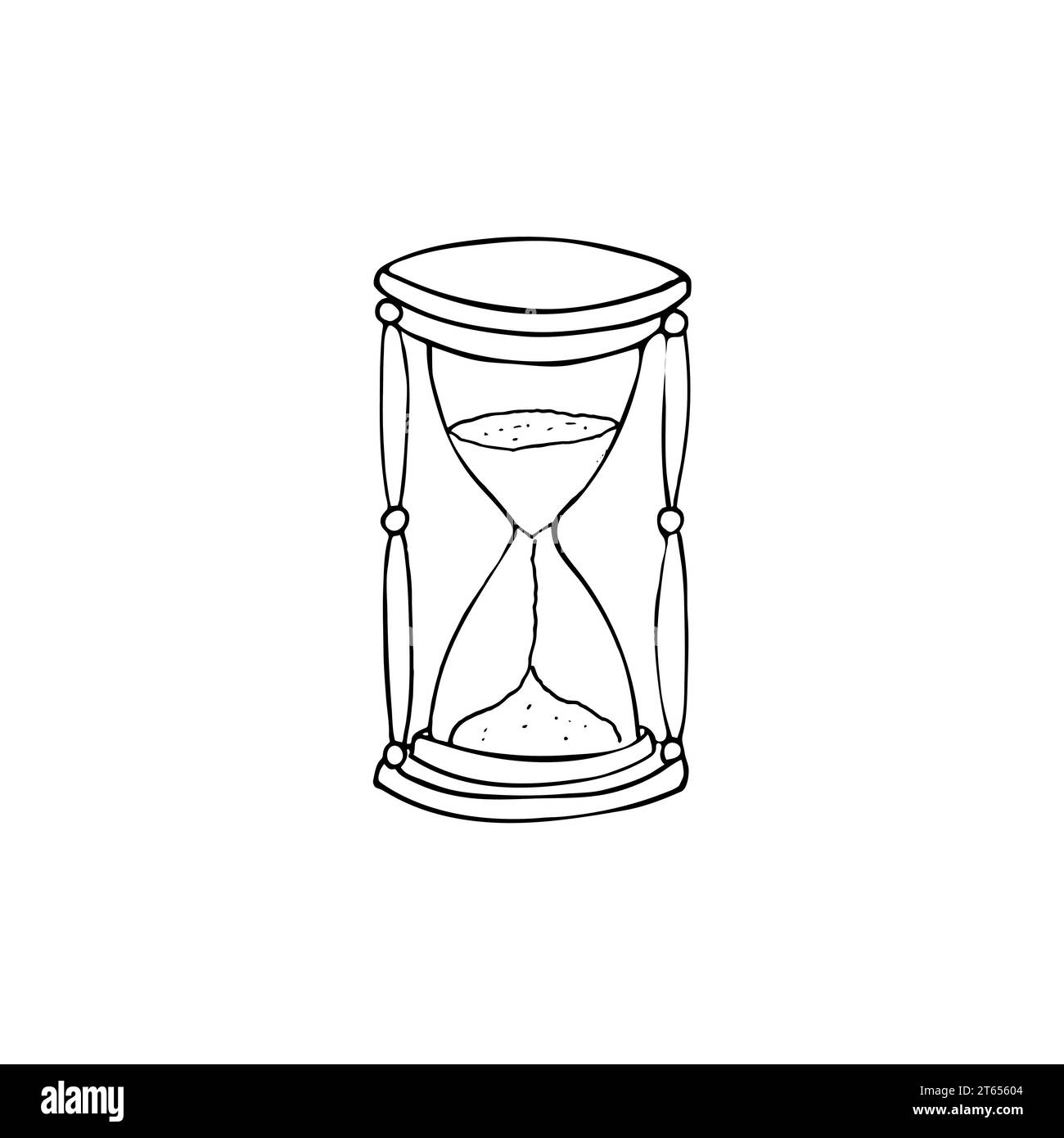 Sand watch glass vector illustration. Hand drawn vector illustration ...