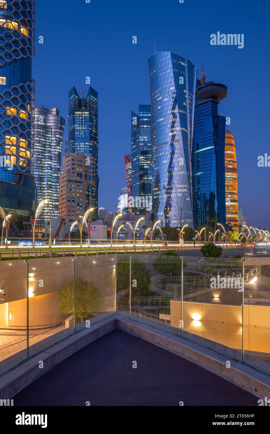 Beautiful Doha Skyline view of Doha city after sunset, Qatar Stock ...