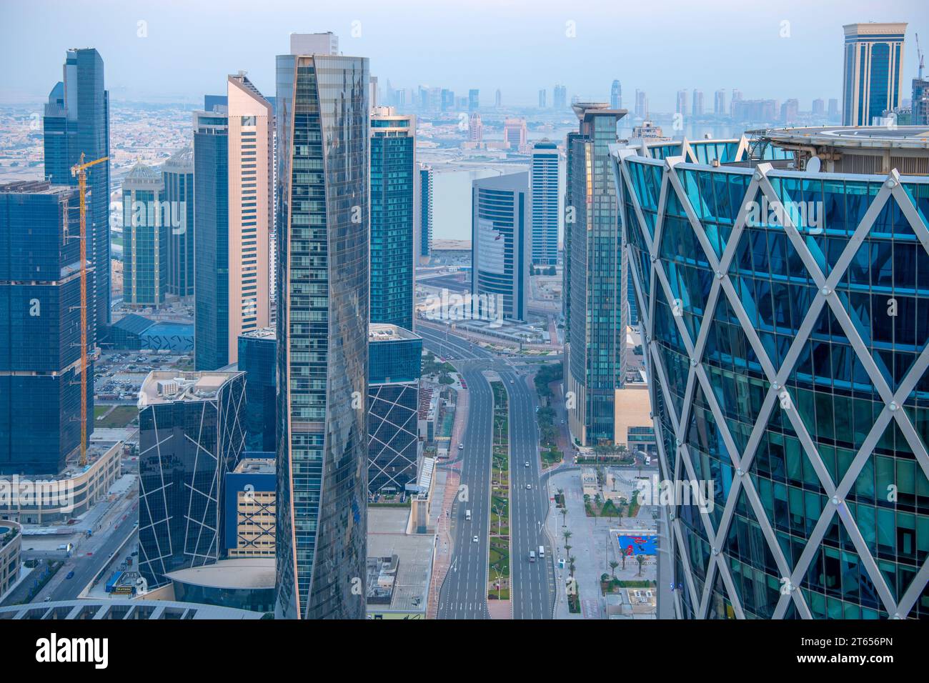 Beautiful Doha Skyline view of Doha city after sunset, Qatar Stock ...
