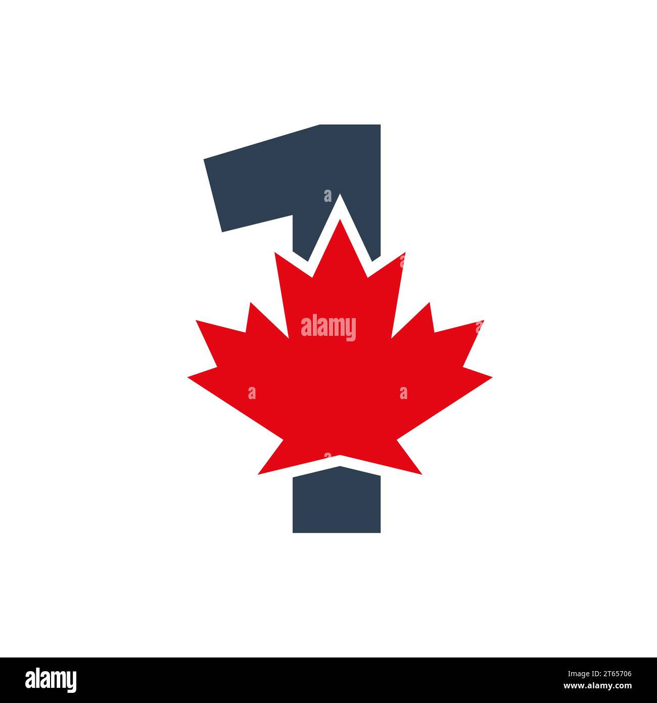 Letter 1 Maple Leaf Logo Template Symbol of Canada. Minimal Canadian ...