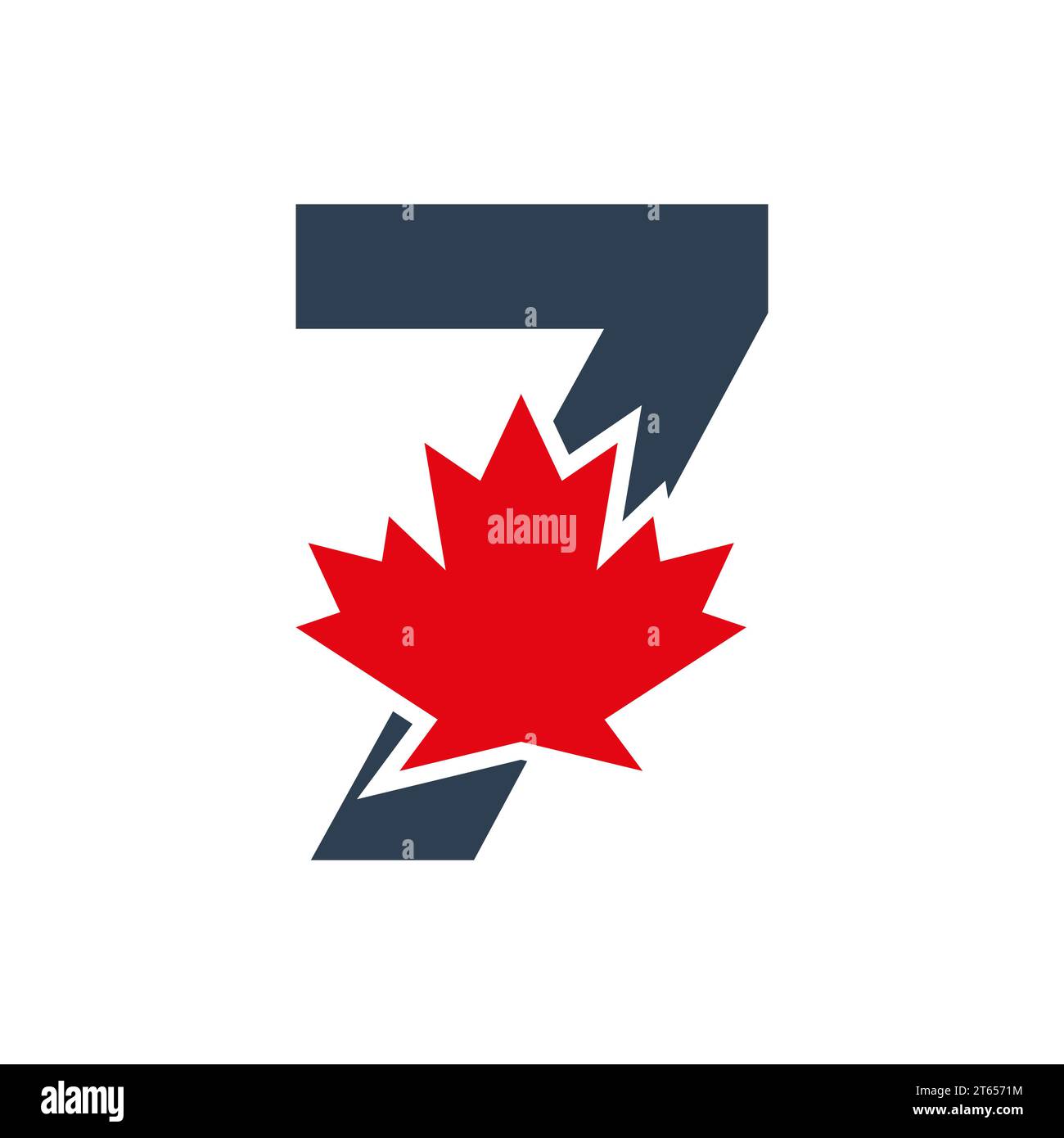 Letter 7 Maple Leaf Logo Template Symbol of Canada. Minimal Canadian ...
