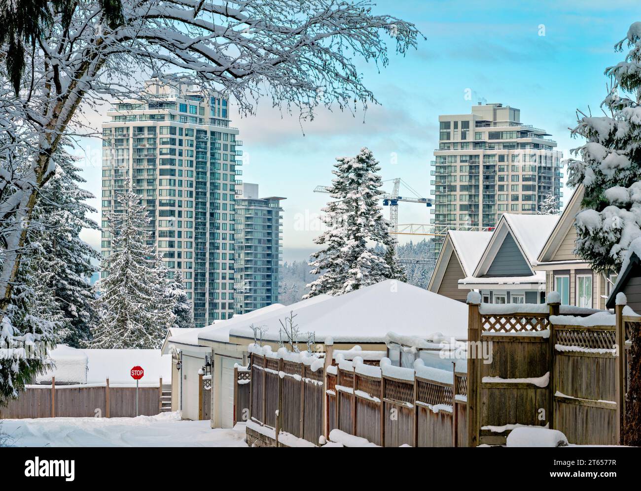 Suburban residential area beside an urban district development Stock ...
