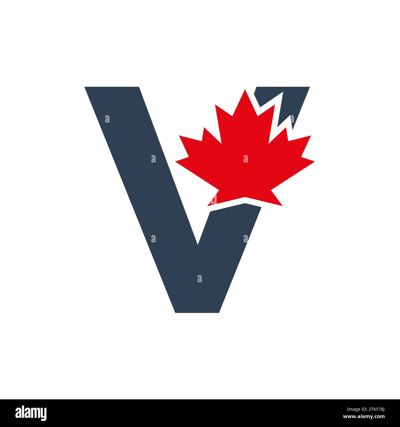 Letter V Maple Leaf Logo Template Symbol of Canada. Minimal Canadian ...