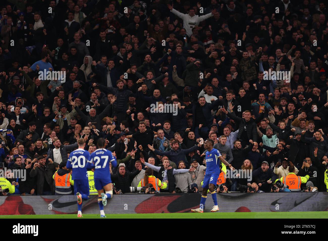 Nicolas Jackson of Chelsea celebrates after he scores his hat-trick for ...