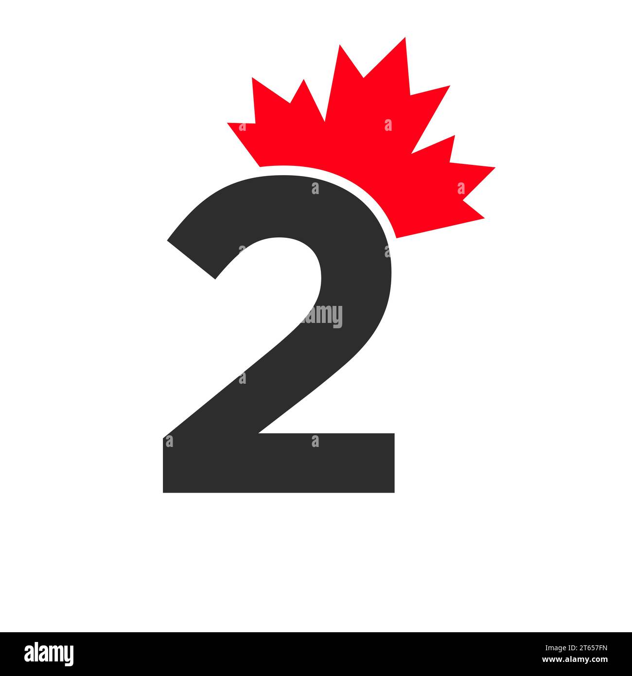 Letter 2 Maple Leaf Logo Template Symbol of Canada. Minimal Canadian ...