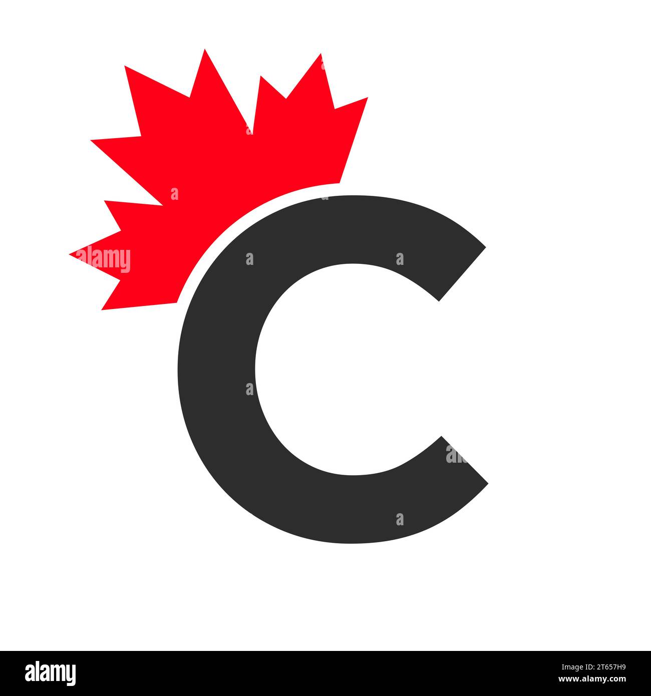 Letter C Maple Leaf Logo Template Symbol of Canada. Minimal Canadian ...